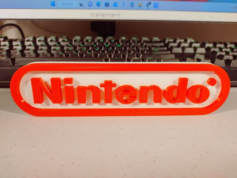 Nintendo Logo Sign 3D Printed 3 SIZES Desk & Shelf Art, Wall Decoration ...