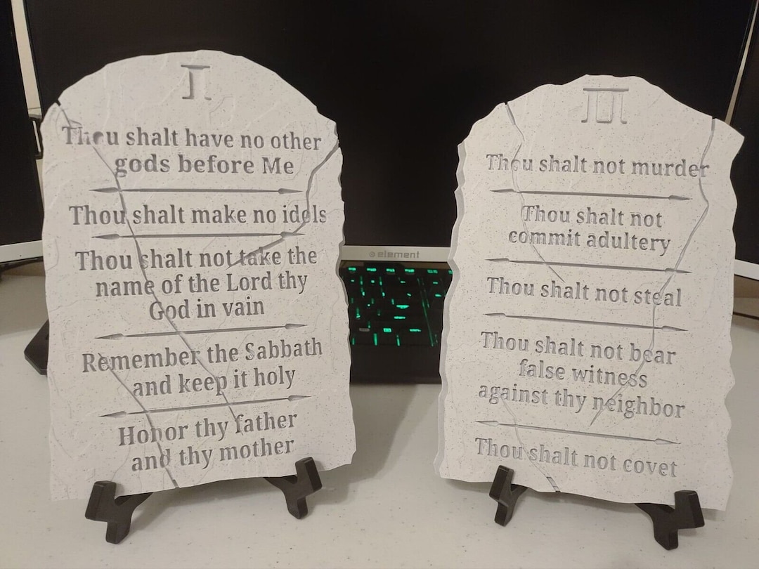 Ten Commandments Tablets - 3d Printed, 9x6 Inches - 2 FREE Black Stands ...