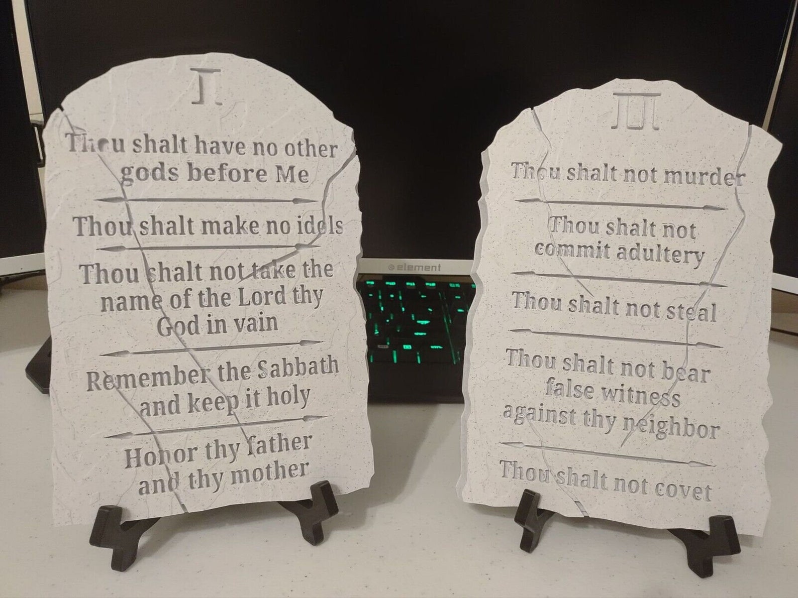 Ten Commandments Tablets English - 3d Printed, 9x6 Inches - 2 FREE ...