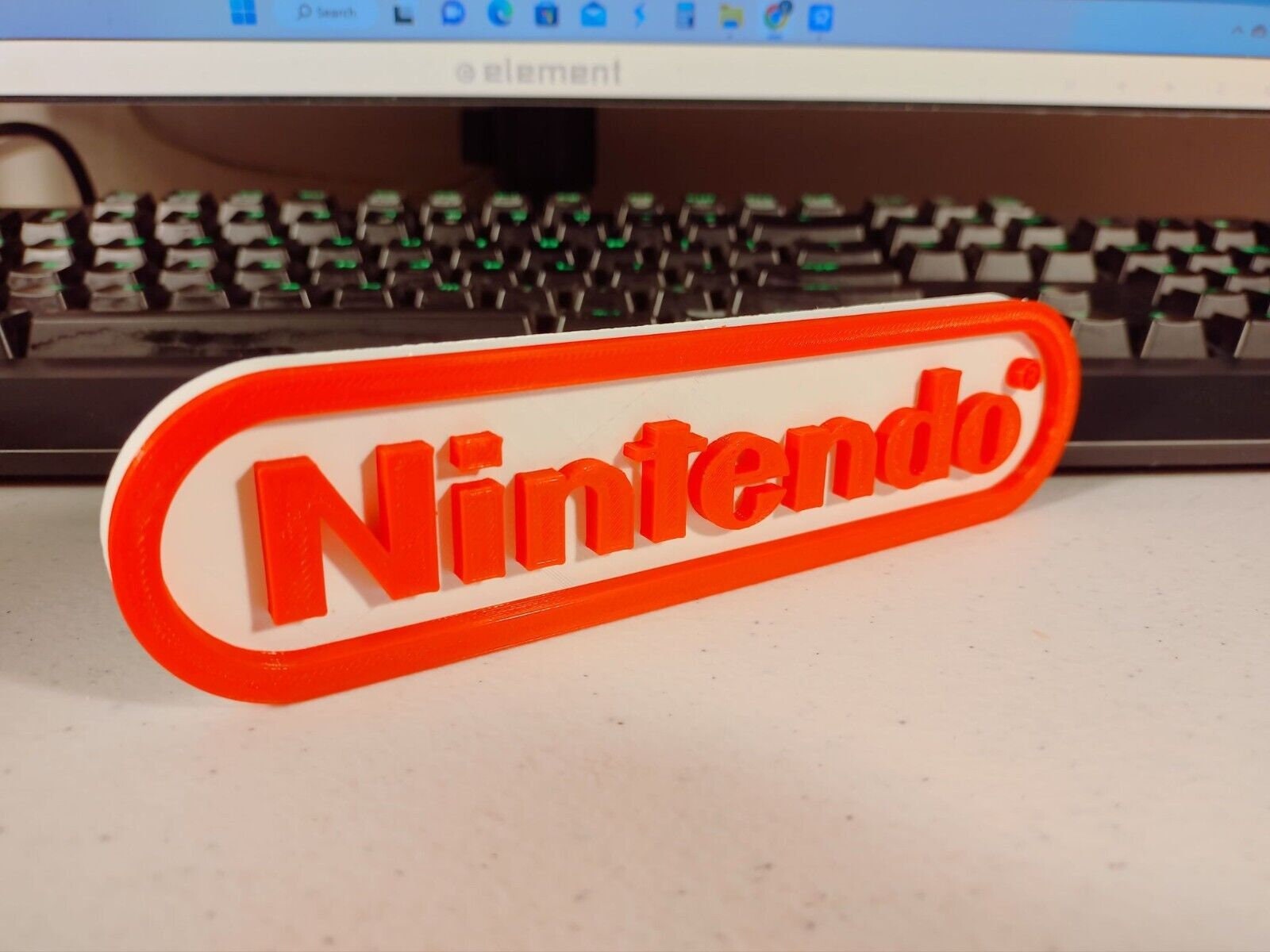 Nintendo Logo Sign - 3D Printed - 3 SIZES - Desk & Shelf Art, Wall ...
