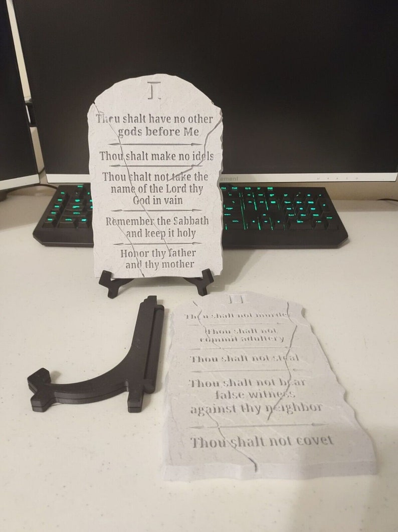 Ten Commandments Tablets English - 3d Printed, 9x6 Inches - 2 FREE ...