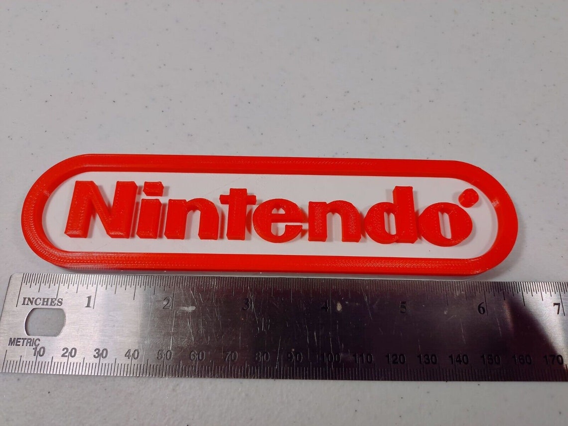 Nintendo Logo Sign - 3D Printed - 3 SIZES - Desk & Shelf Art, Wall ...