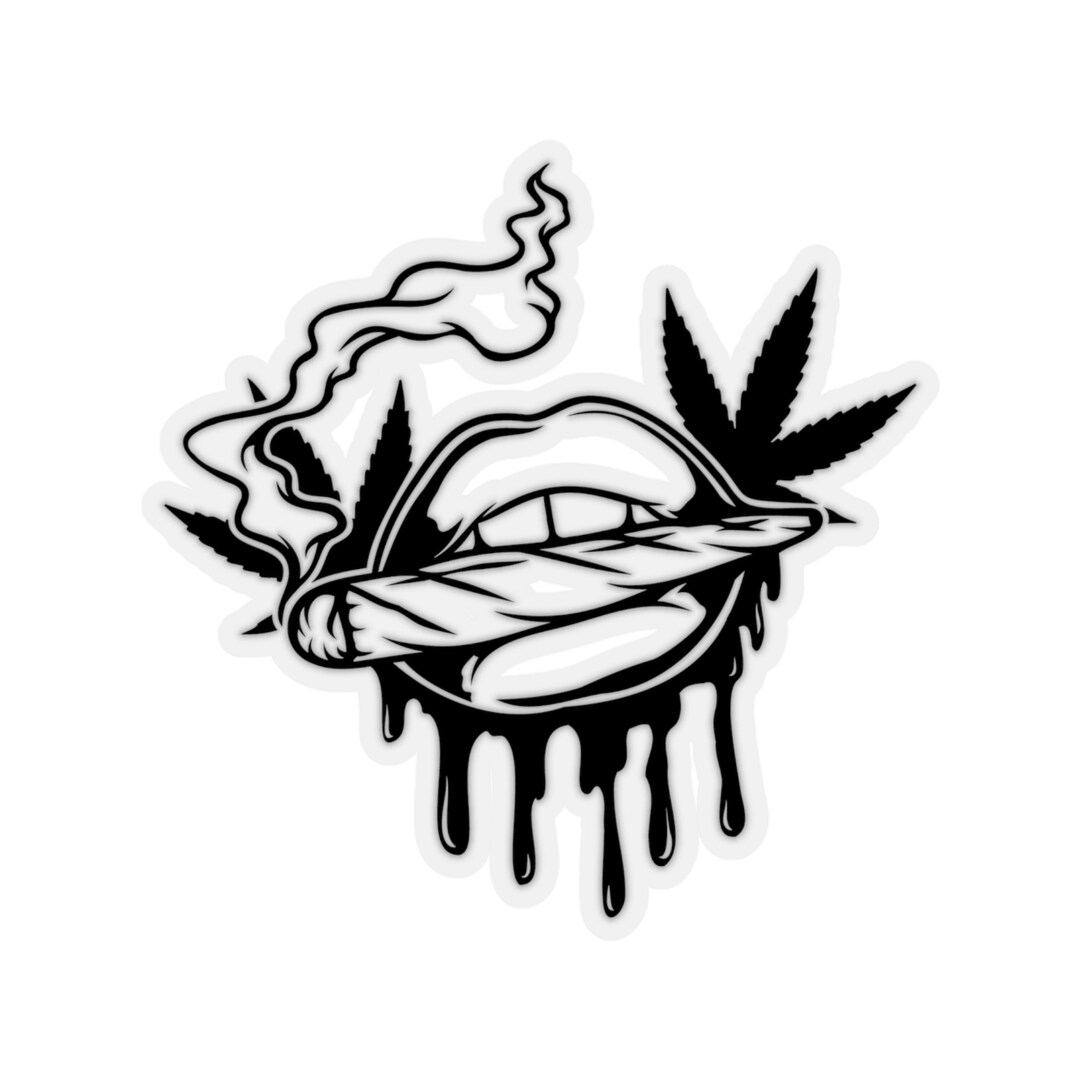 Weed Sticker Sexy Stoner Girl Lips With Joint Mary Jane - Etsy