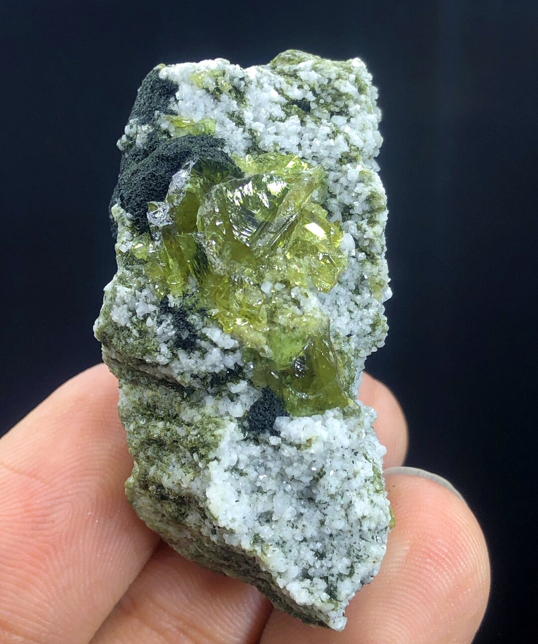 Green Sphene Cluster on Matrix, Natural Sphene, Minerals Specimen, Raw ...