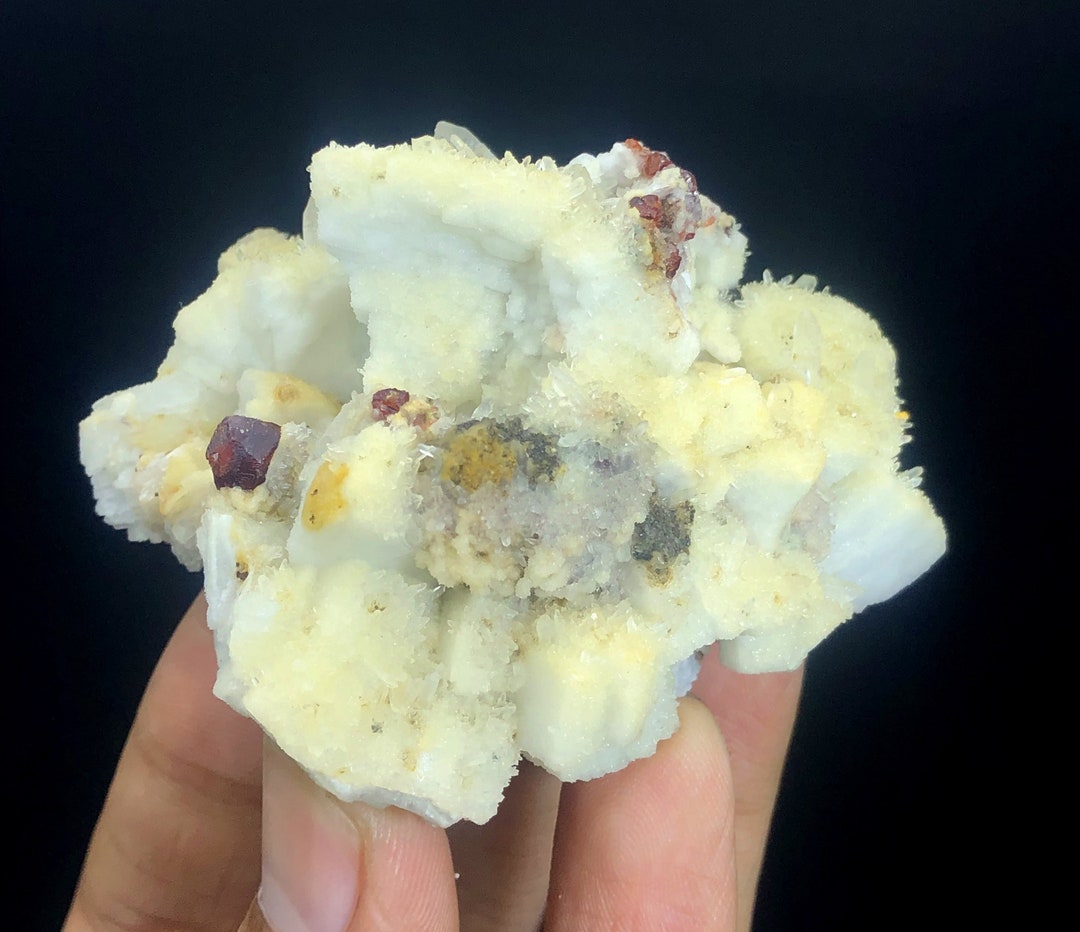 Red Garnet With Quartz Crystal Cluster on Feldspar, Garnet Specimen ...