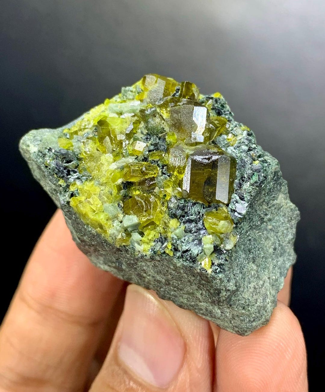 Beautiful Green Color Epidote Crystal Bunch, Epidote Specimen, Epidote ...