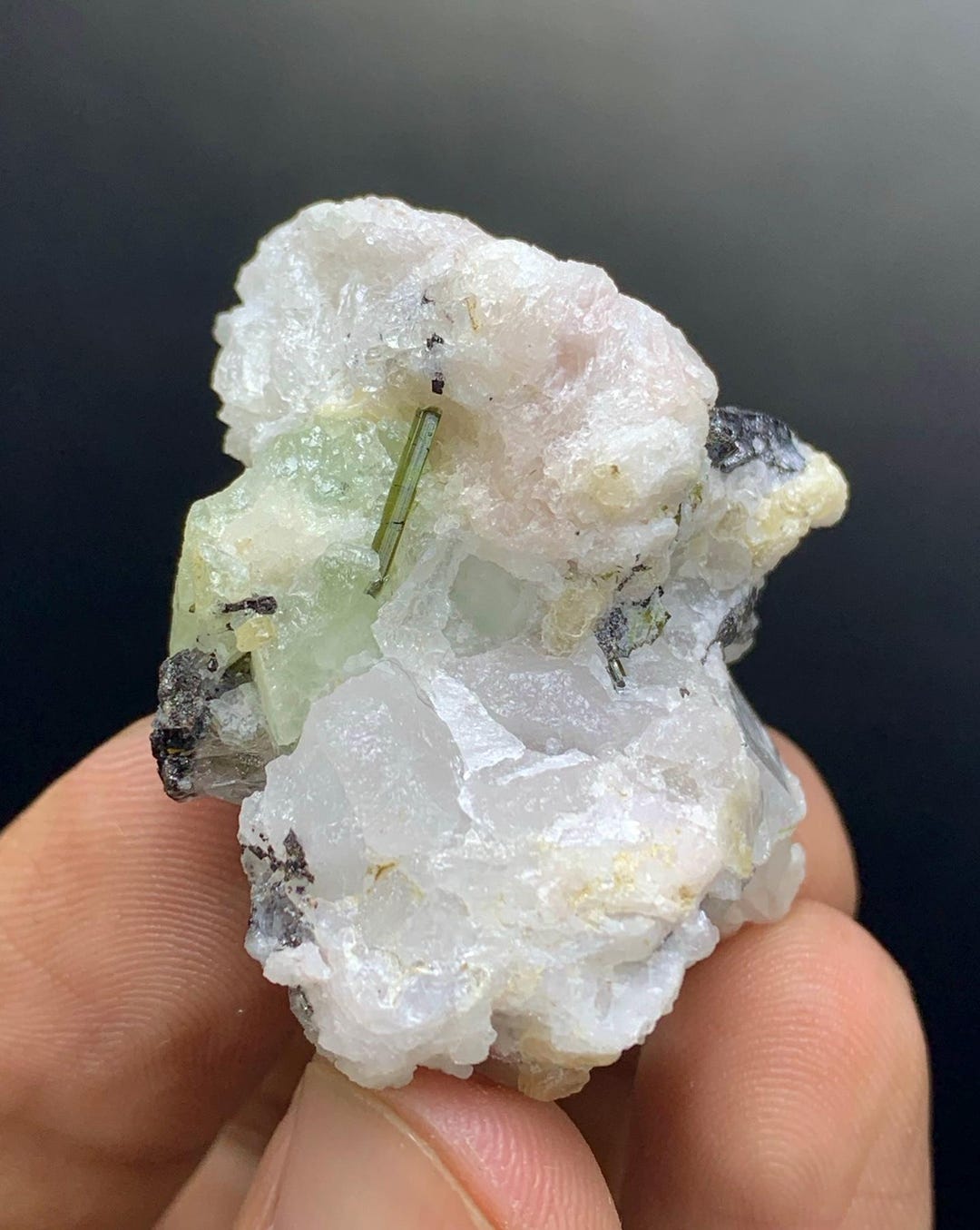 Stunning Rare Herderite Crystal Combine With Green Tourmaline Specimen ...