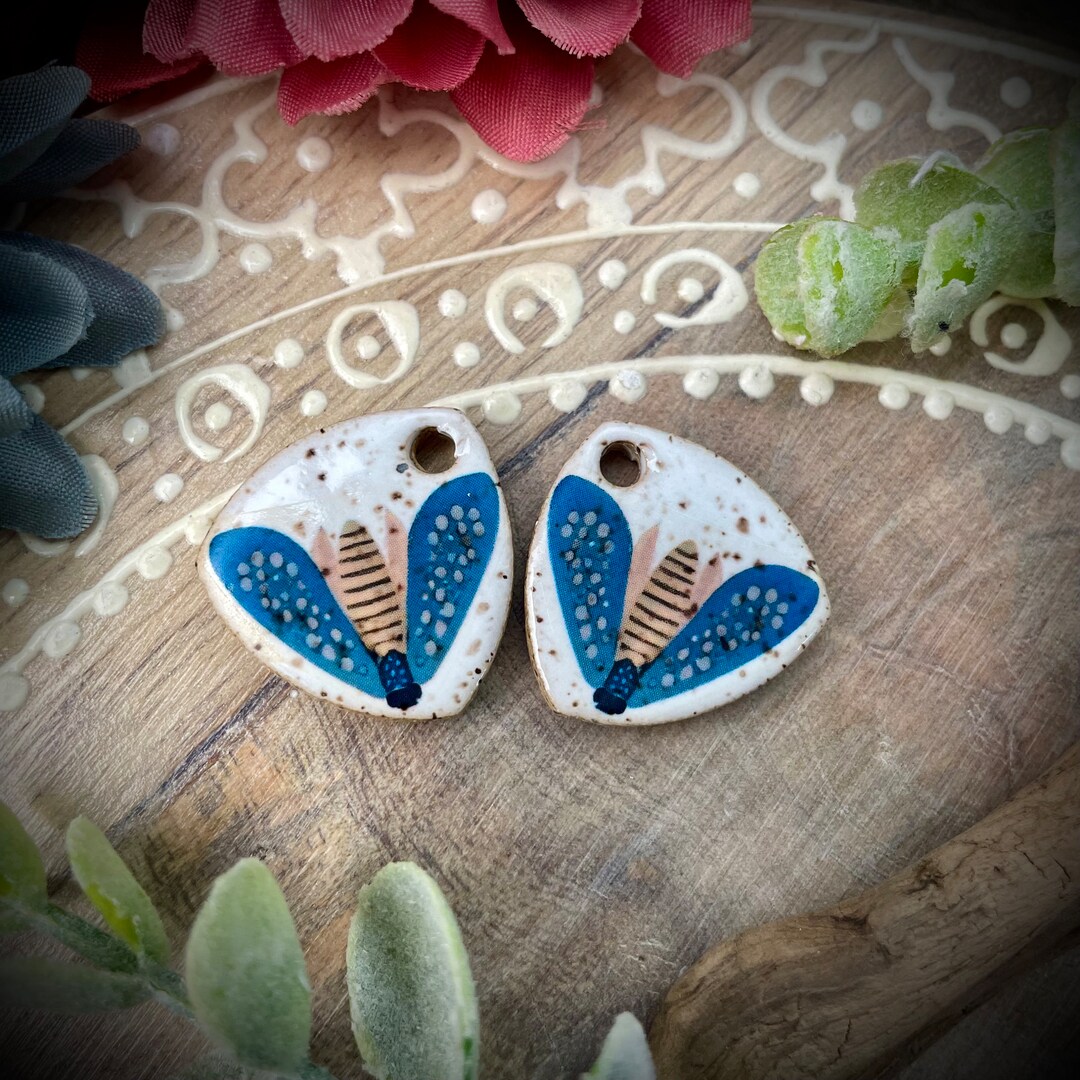 Butterfly Ceramic Earring Charms, Moth Beads Pendant for Making Jewelry ...
