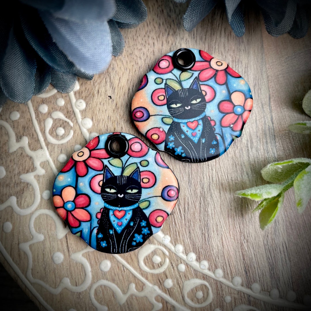 Cat Earring Charms, Ceramic Kitten Charms, Beads for Earring Findings ...