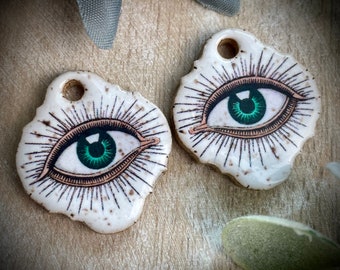 Eye Charms, Evil Eye Earring Charms, Ceramic Charm Pair, Jewelry ...