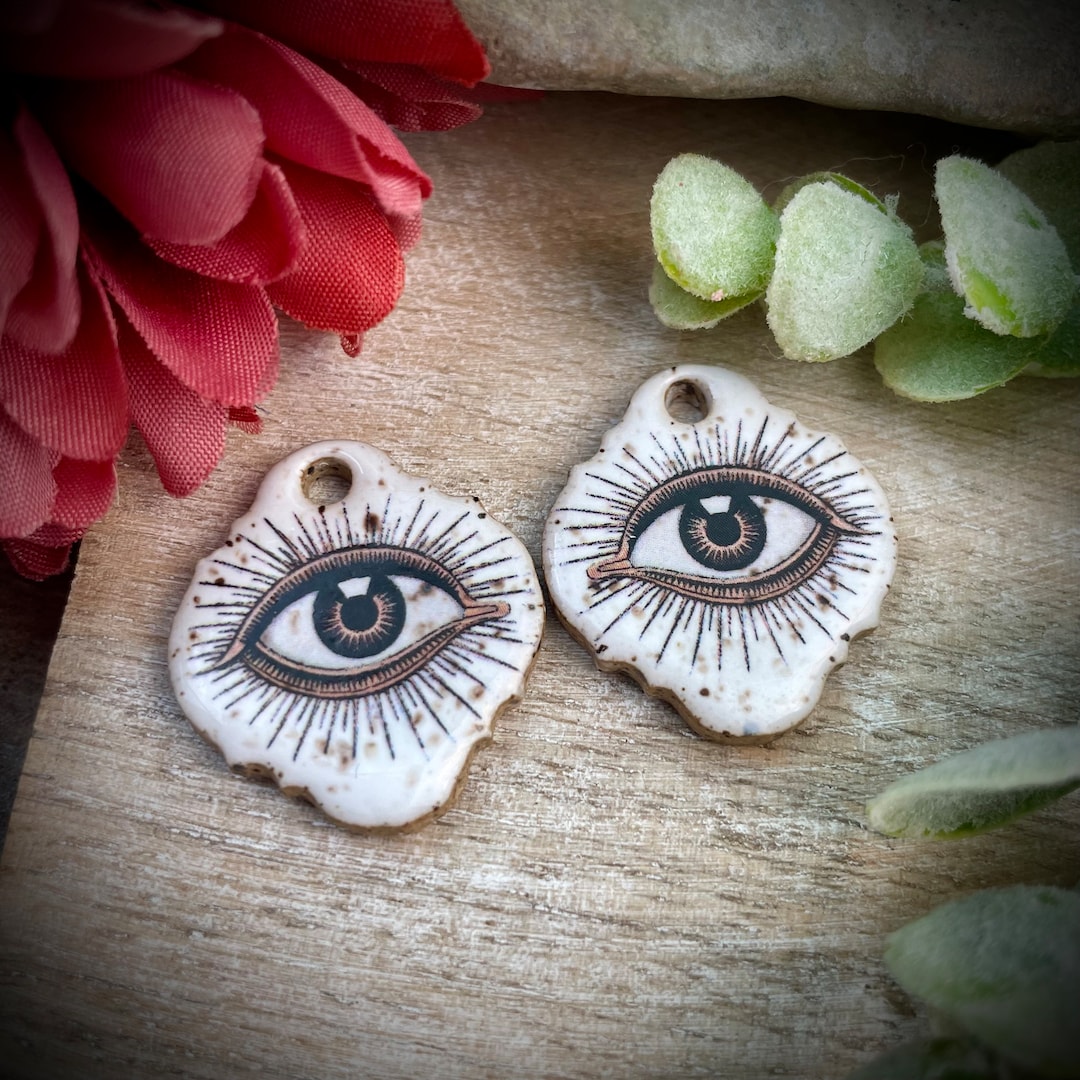 Eye Charms, Evil Eye Earring Charms, Ceramic Charm Pair, Jewelry ...