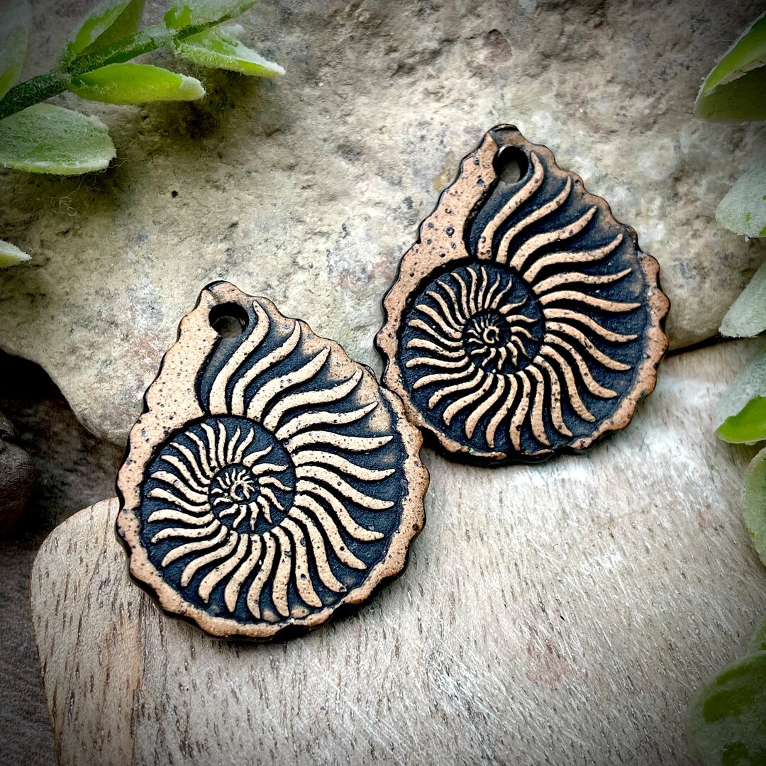 Ammonite Earring Charms, Ammonite Pendant Charm, Ceramic Clay Charm ...