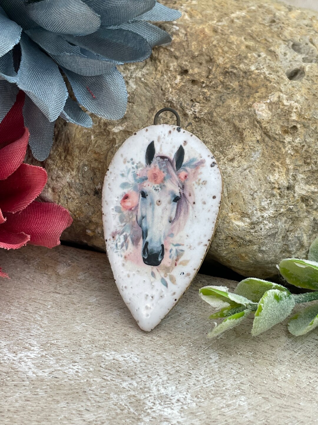 Ceramic Pendant Charms, Flower Horse Pendants Jewelry Findings, Design ...