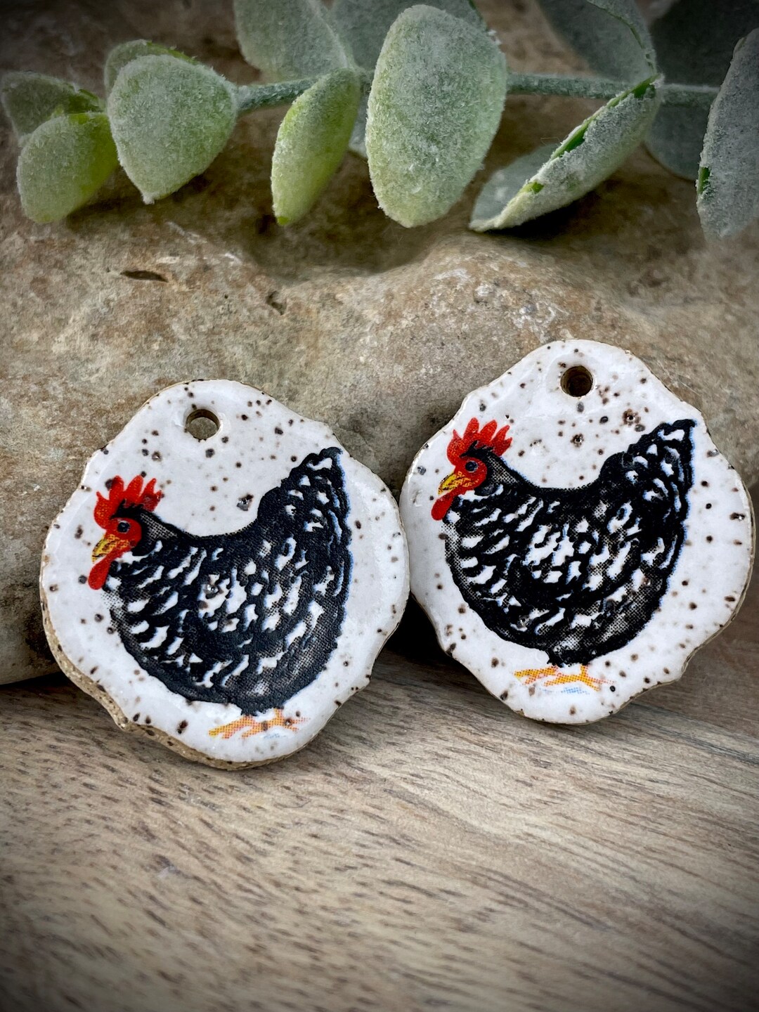 Chicken Earring Charms, Ceramic Beads for Earring Findings, Design ...