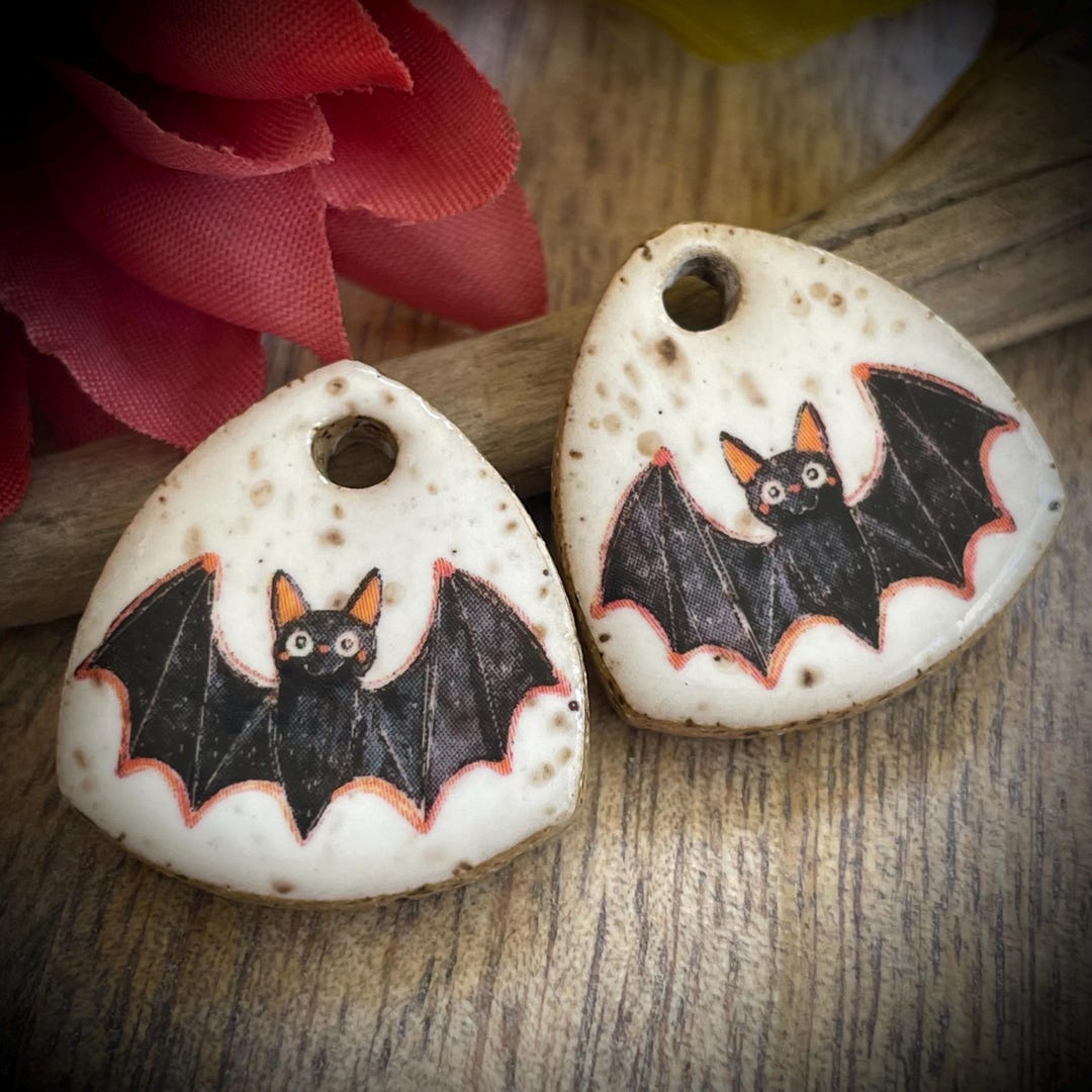 Halloween Bat Earring Charms, Black Bat Beads Pendants, Vintage Bat ...