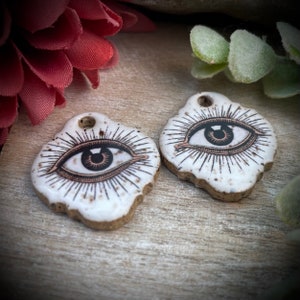 Eye Charms, Evil Eye Earring Charms, Ceramic Charm Pair, Jewelry ...