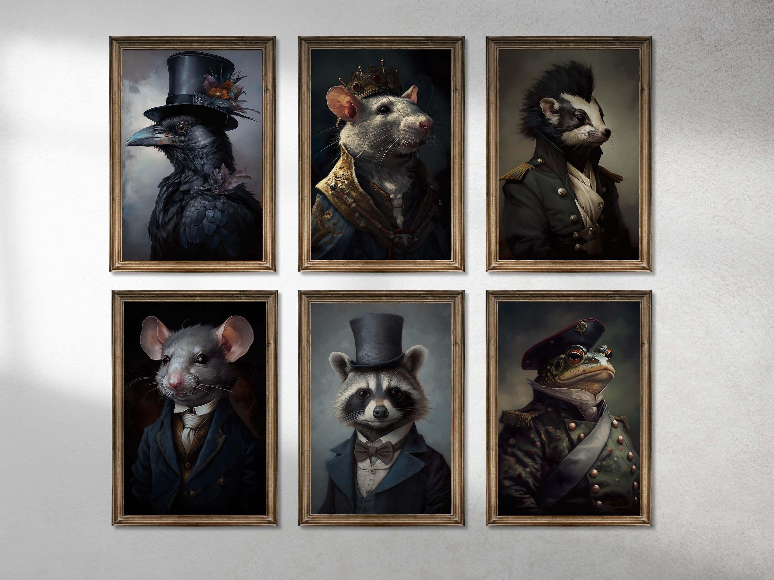 Set of 6 Victorian Animal Portraits Digital Download Moody Dark ...