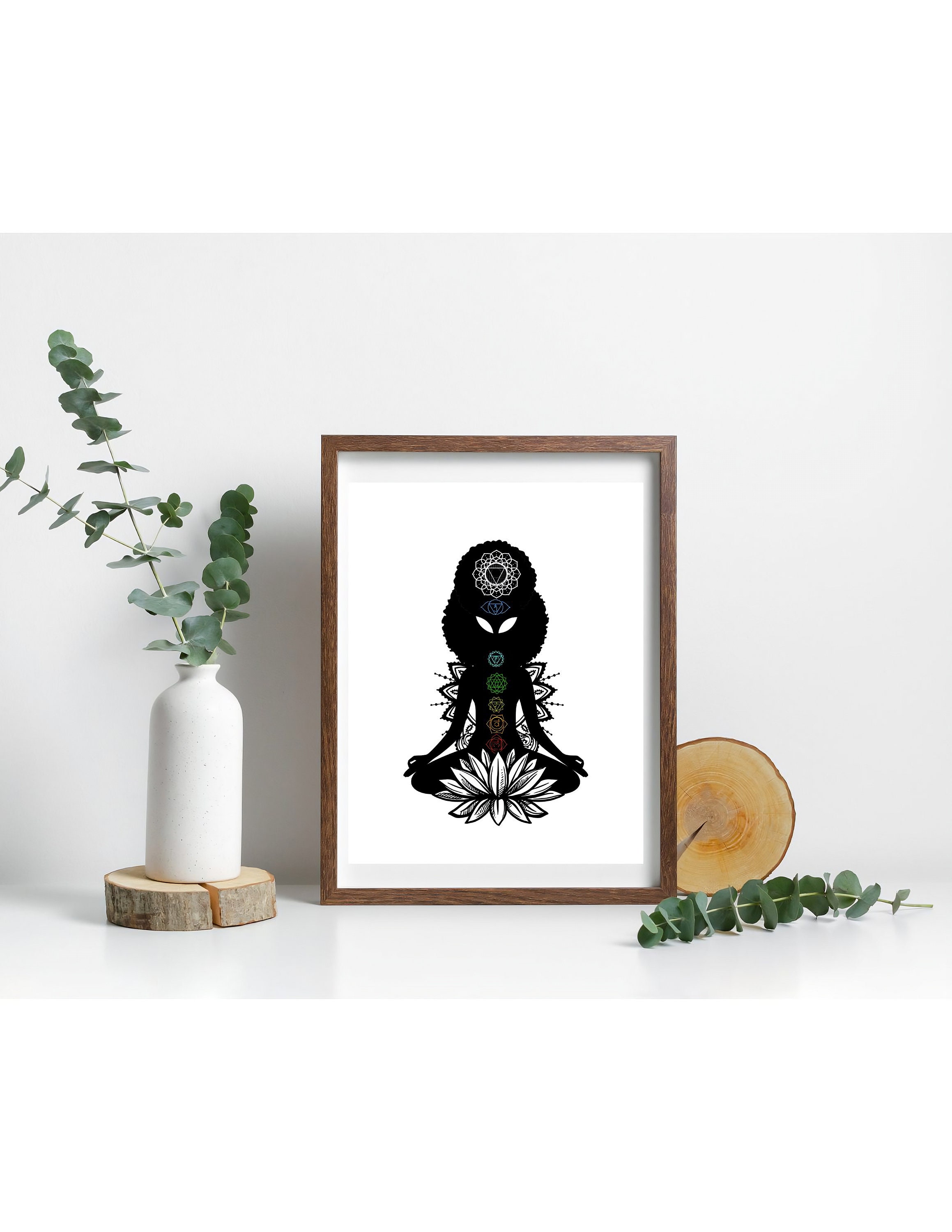 Alien Yoga Woman Lotus Pose (downloadable Print) Black Woman, Printable ...