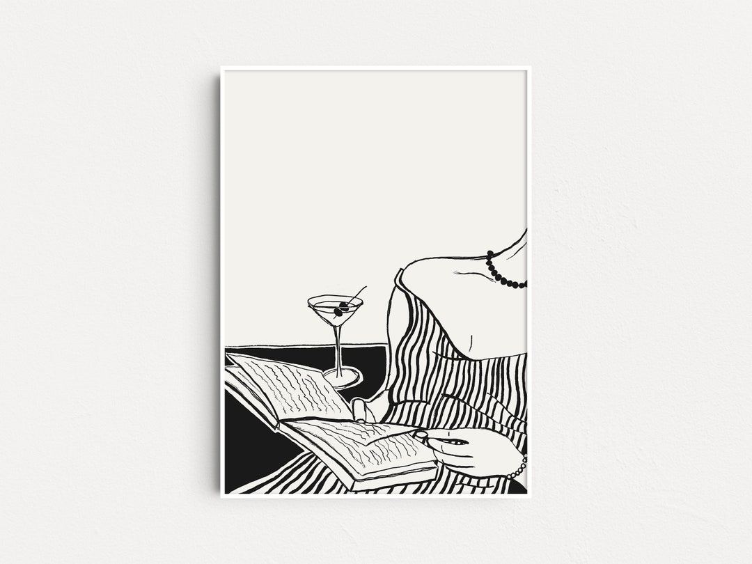 Woman Reading Poster, Book Lover Poster, Minimal Line Drawing, Bookworm ...