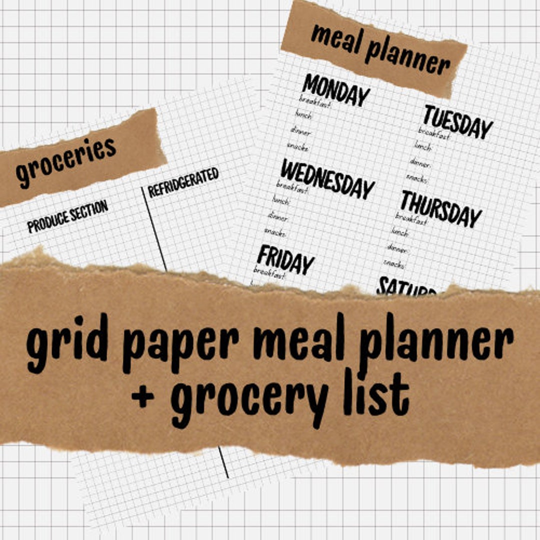 A4 Grid Paper Meal Planner + Grocery List - Etsy