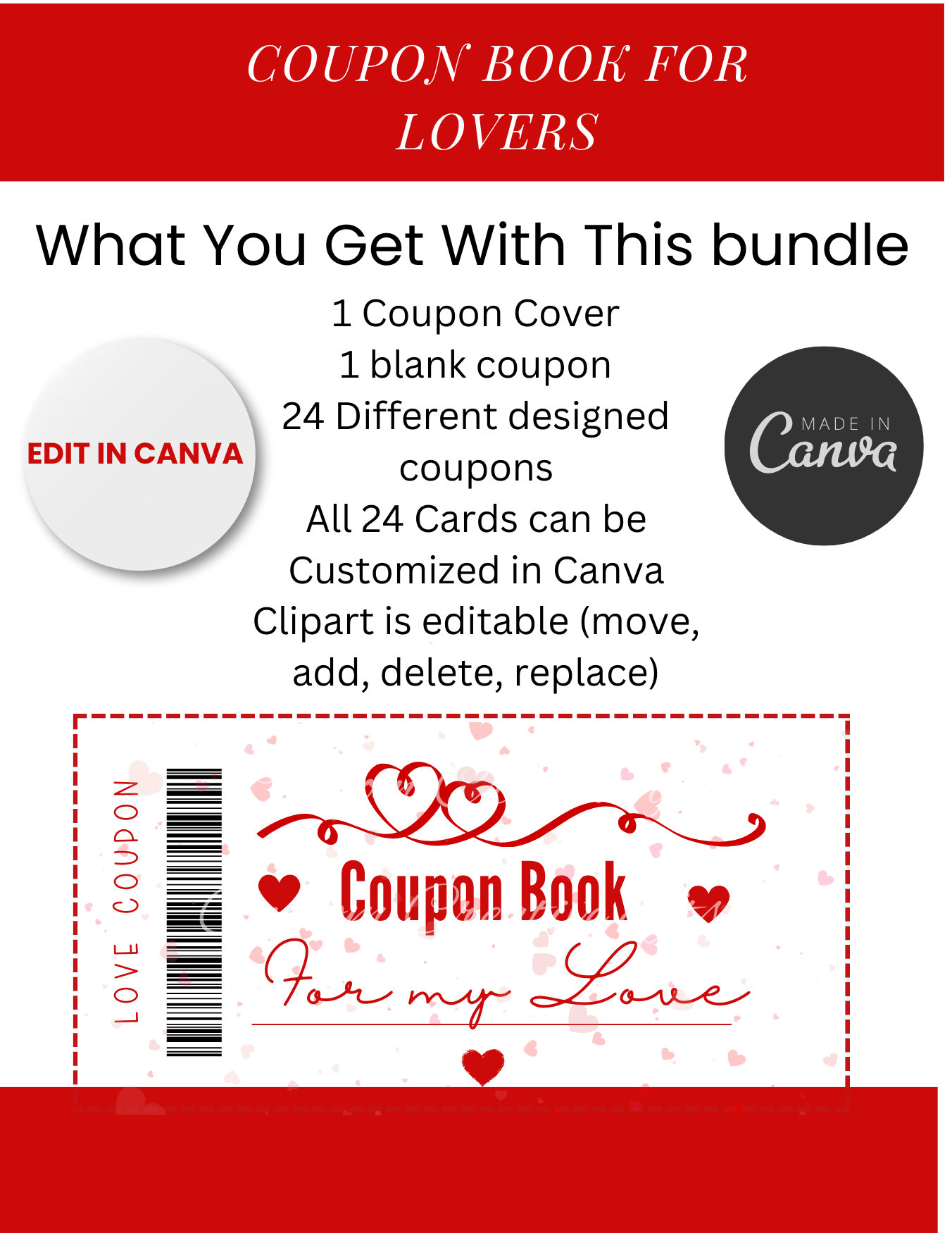 Love Coupon Book Printable Editable Love Coupons Couple Coupons Romantic Gift for Him Gift for ...
