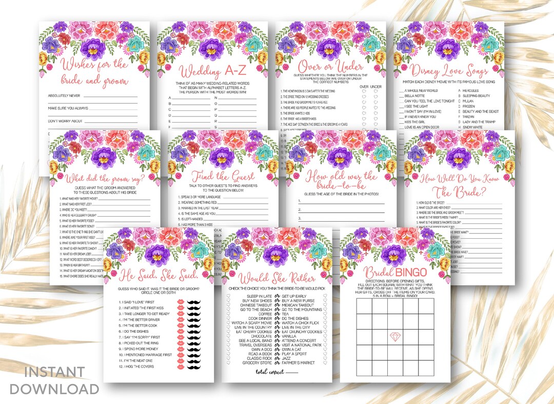 Mexican Fiesta Bridal Shower Games 11 Games for Bridal Shower Games ...