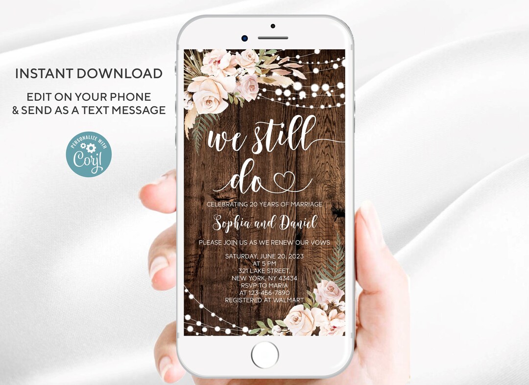 Rustic Vow Renewal Invitation: Boho Floral, Editable Template (digital ...