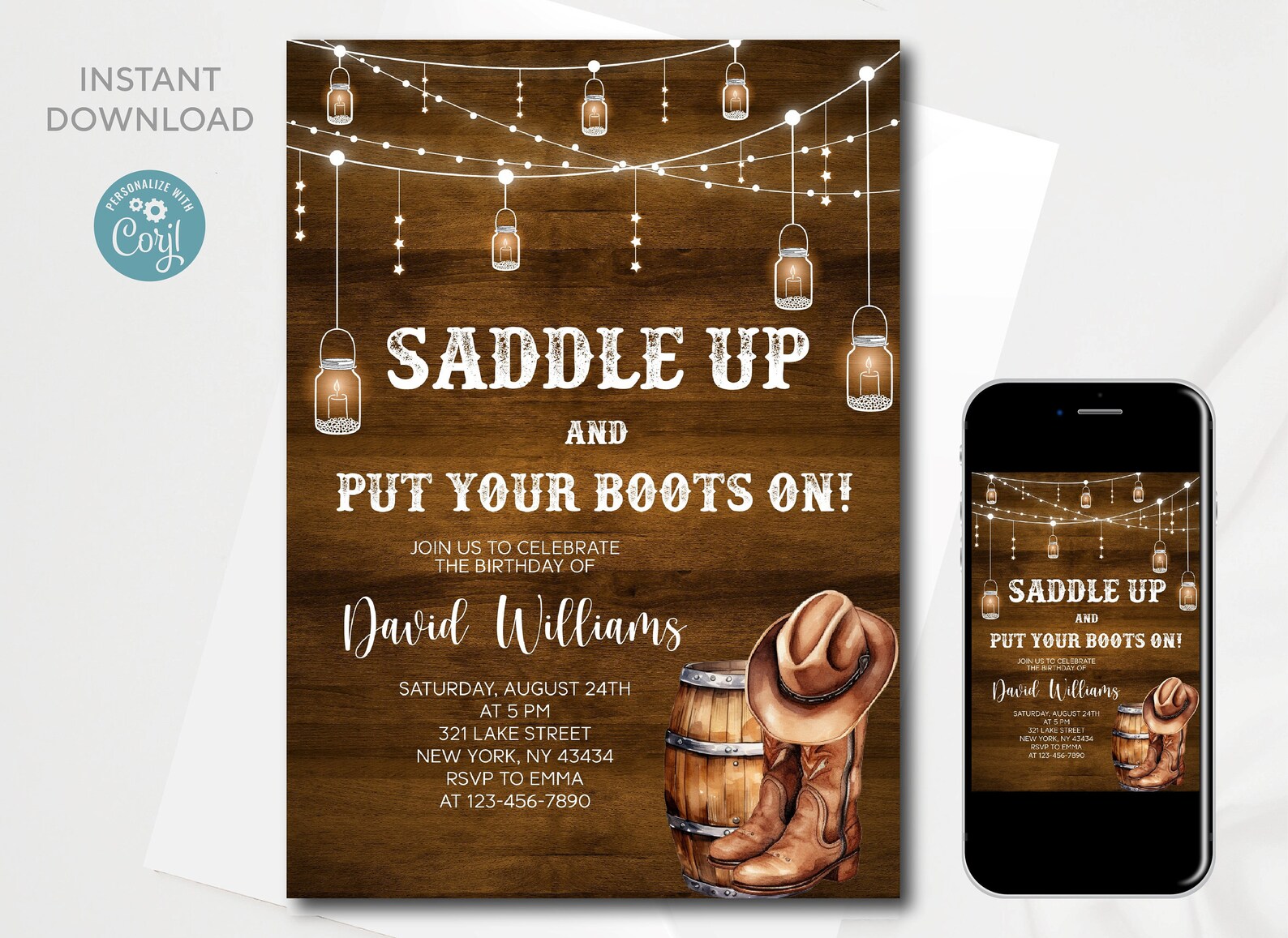 Editable Western Birthday Invitation Template (digital Download) - Etsy