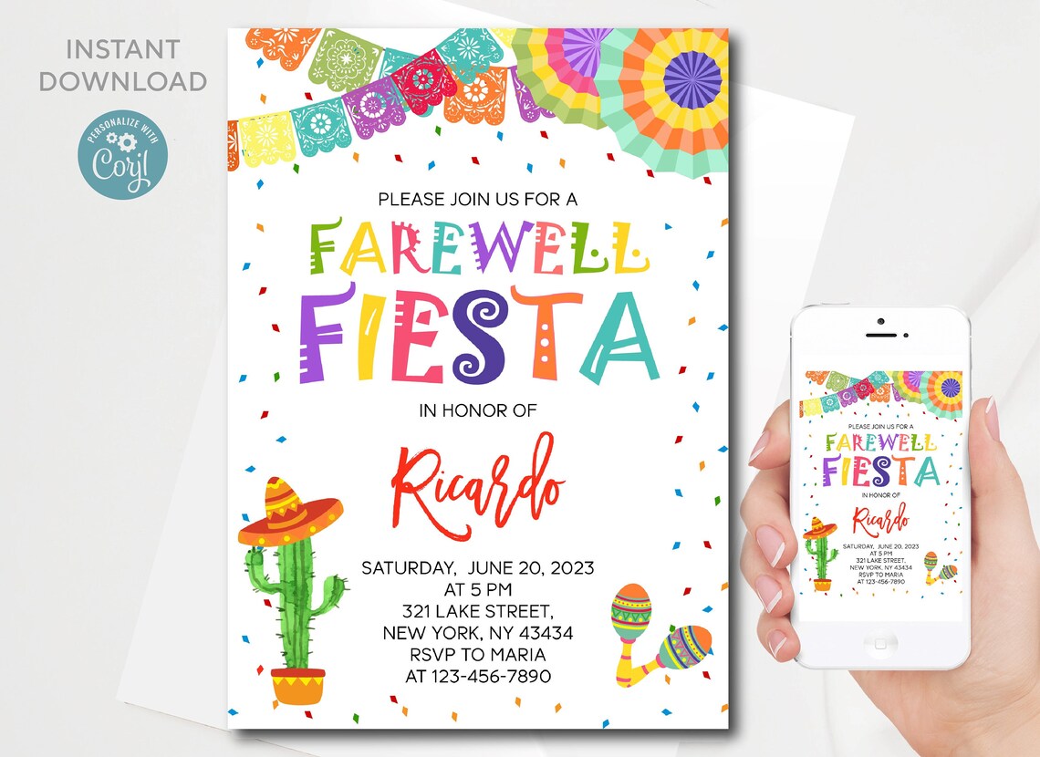 Editable Farewell Fiesta Invitation Template Mexican - Etsy