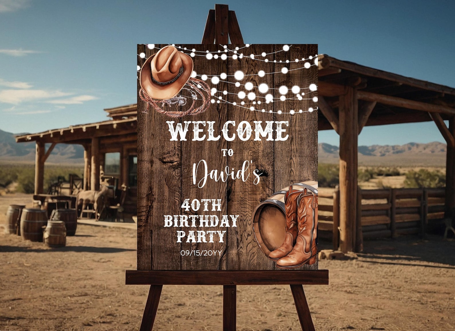 Rustic Cowboy Birthday Welcome Sign: Editable Western Poster (digital ...
