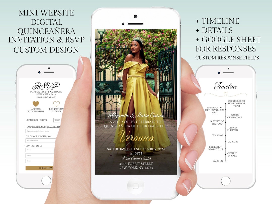 Personalized Quinceanera Invitation With RSVP 15th Birthday - Etsy