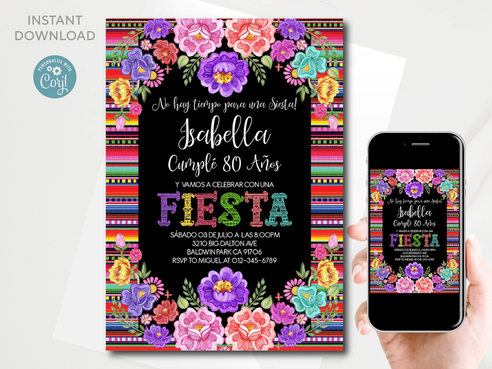 Editable Mexican Birthday Invitation Template Fiesta Birthday - Etsy