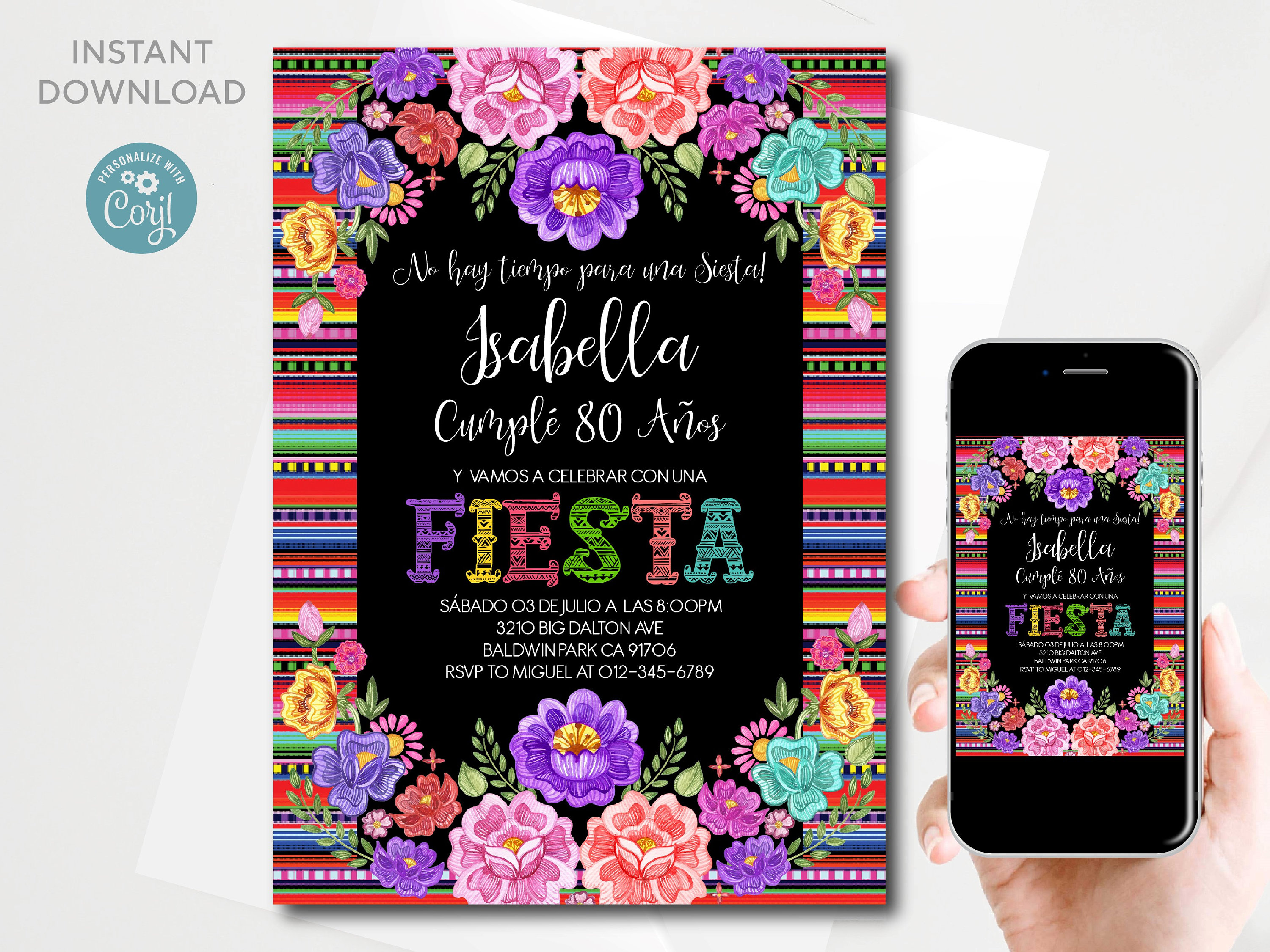 Editable Mexican Birthday Invitation Template Fiesta Birthday - Etsy ...