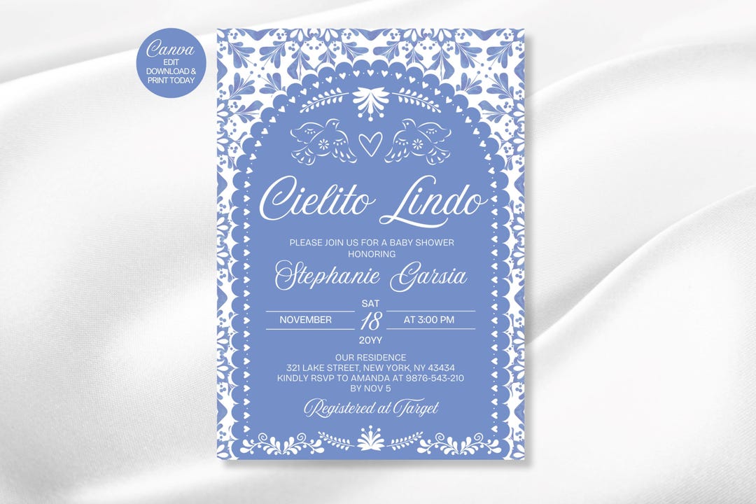 Cielito Lindo Baby Shower Invitation: Editable Mexican Papel Picado ...