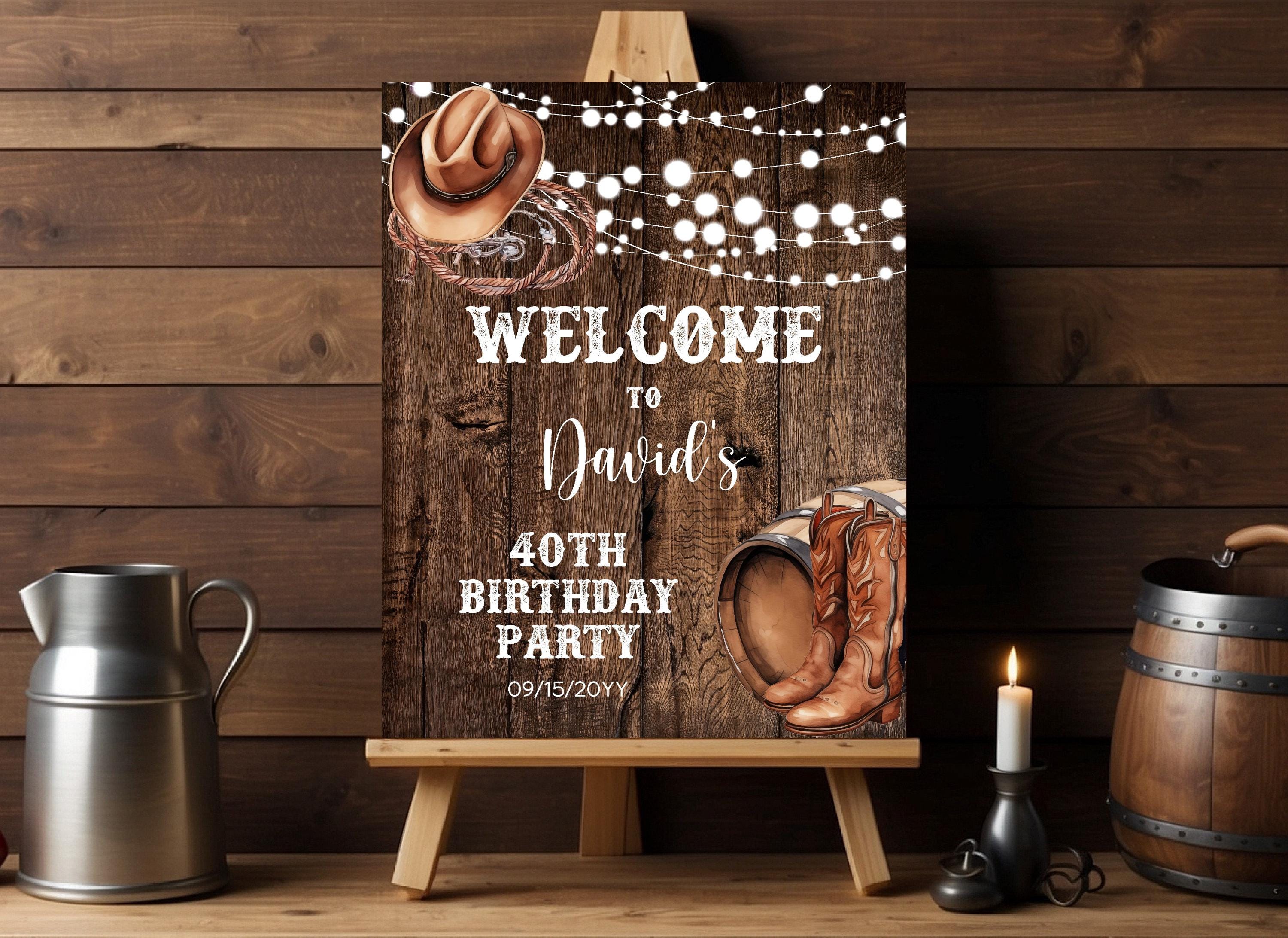 Rustic Cowboy Birthday Welcome Sign: Editable Western Poster (digital ...