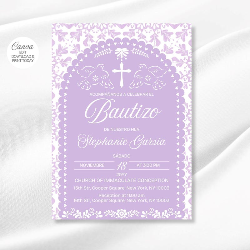 Baptism Invitation Lilac - Etsy