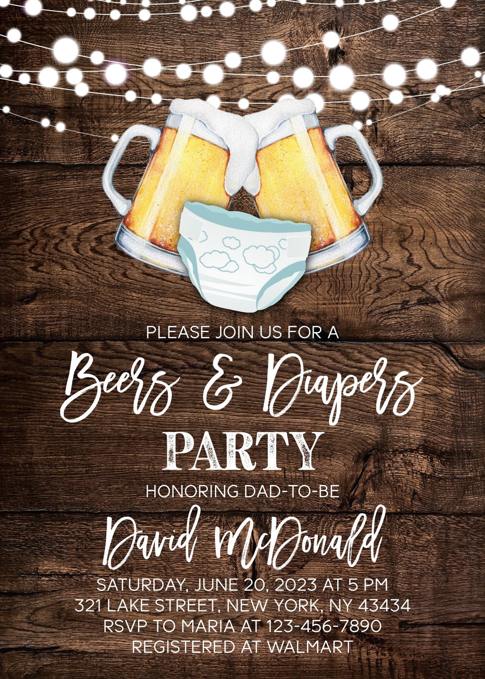 Beer and Diaper Party Invitation Template: Editable Online (instant ...
