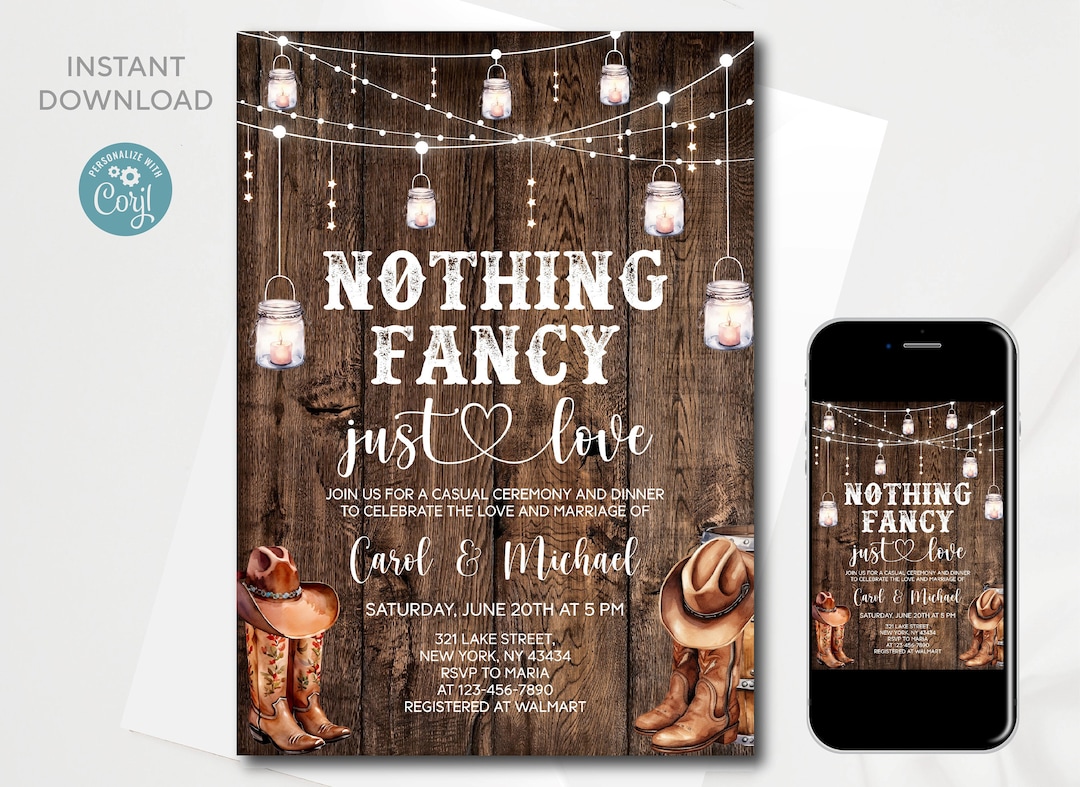 Rustic Western Wedding Invitation Template: Cowboy & Cowgirl (digital ...