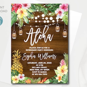 Hawaiian Retirement Party Invitation Template (digital Download) - Etsy