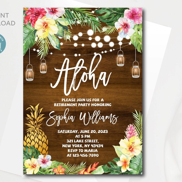 Retirement Party Tropical Invitation - Etsy