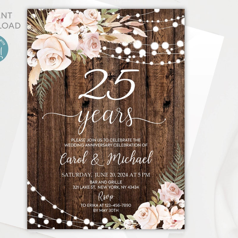 Buy 25th Anniversary Invitation Cards Online In India - Etsy India
