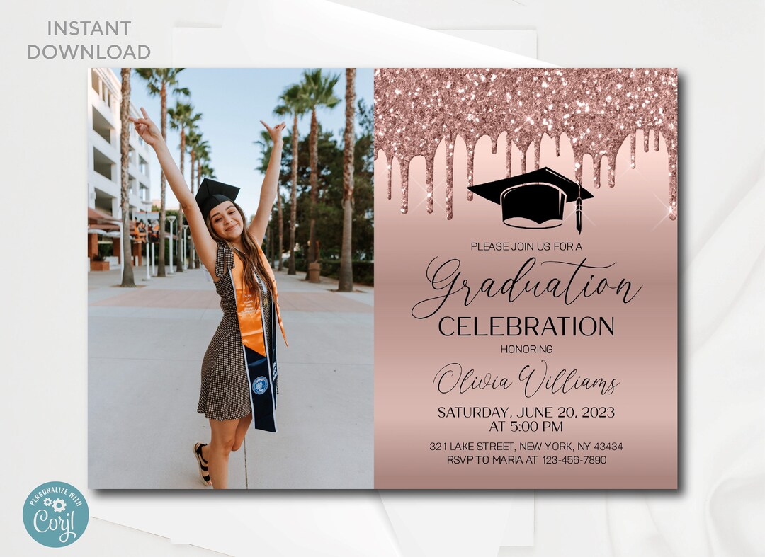 Editable Graduation Invitation Template With Photo | Online Editable ...