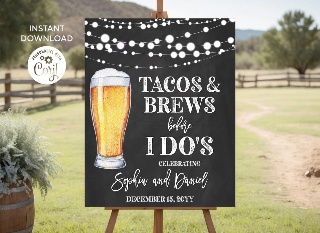 Editable Brews Before I Do's Welcome Poster | Engagement Party Welcome ...