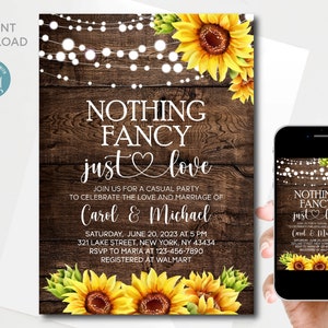 Editable Rustic Nothing Fancy Just Love Invitation Template, Casual ...