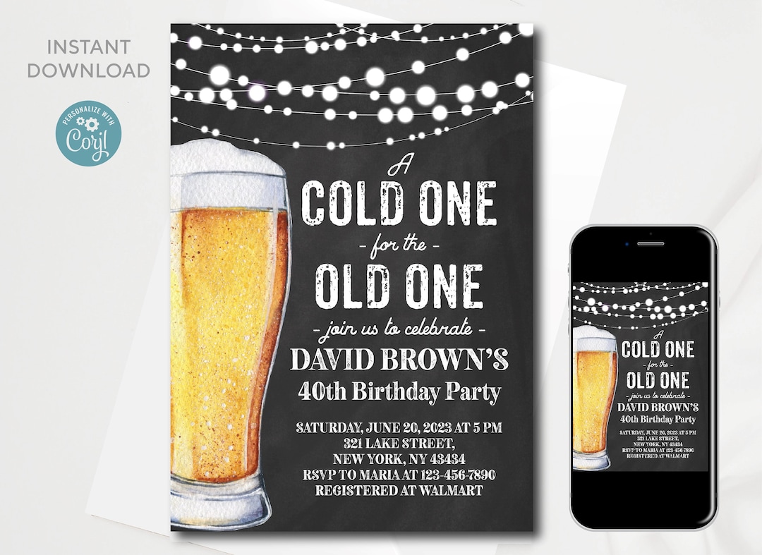 Editable Beer Birthday Invitation Template | Adult Birthday Invitation ...