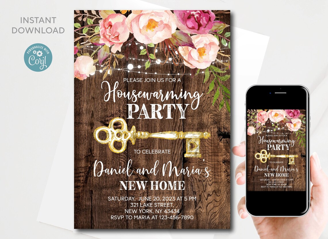 Editable Rustic Housewarming Party Invitation Template New - Etsy