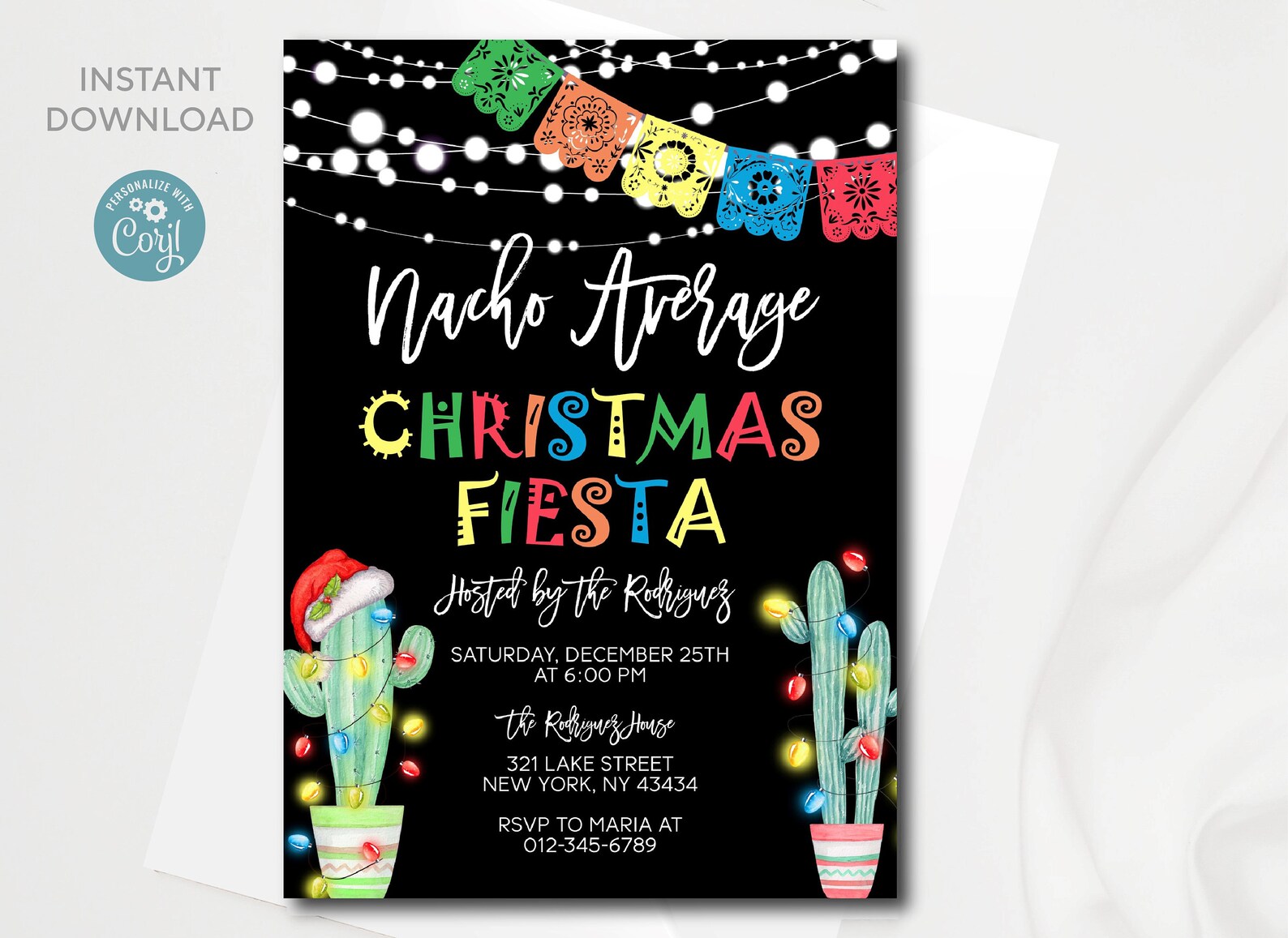 Editable Nacho Average Christmas Fiesta Invitation (digital Download ...