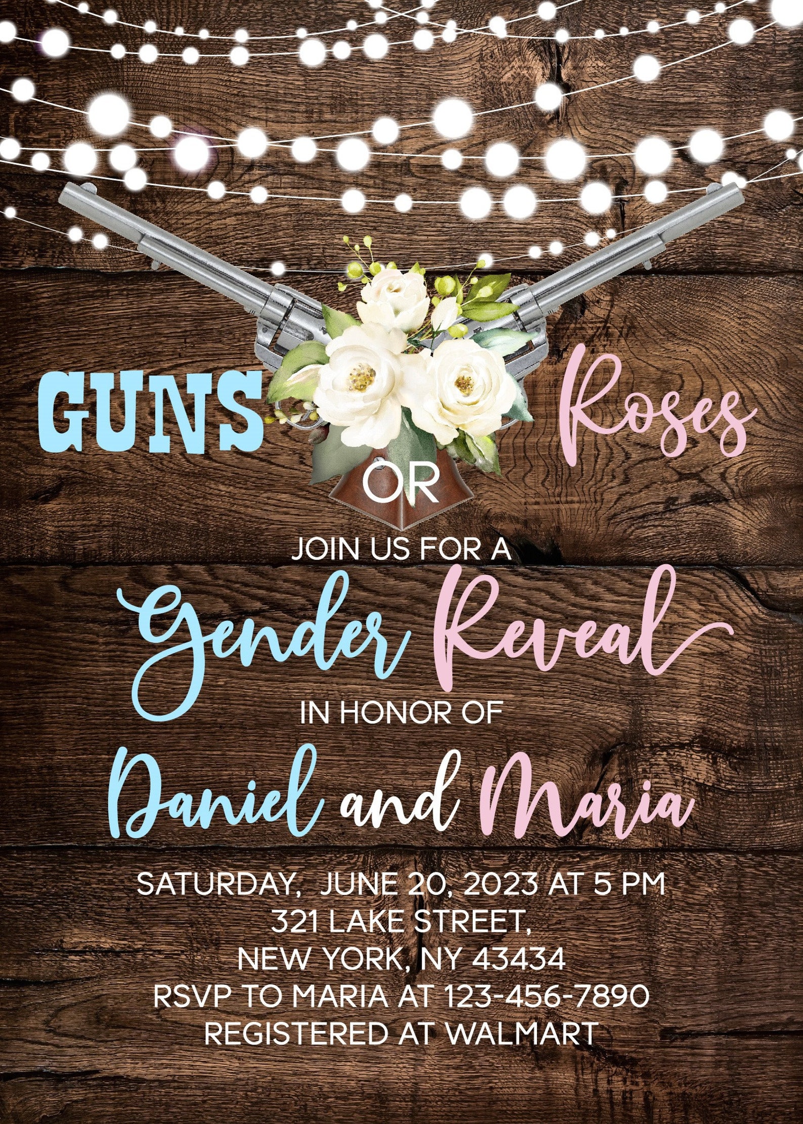 Editable Guns or Roses Gender Reveal Baby Shower Invitation - Etsy