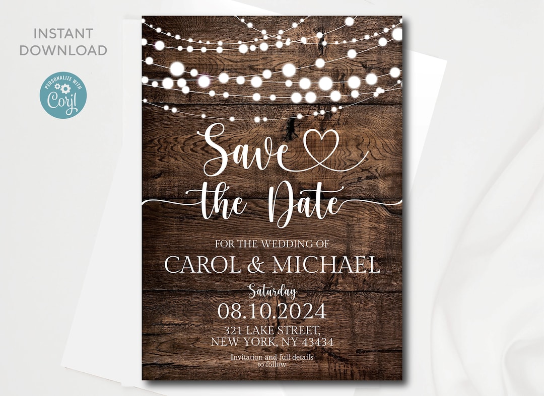 Rustic Wood Save the Date Invitation Template (digital Download) - Etsy