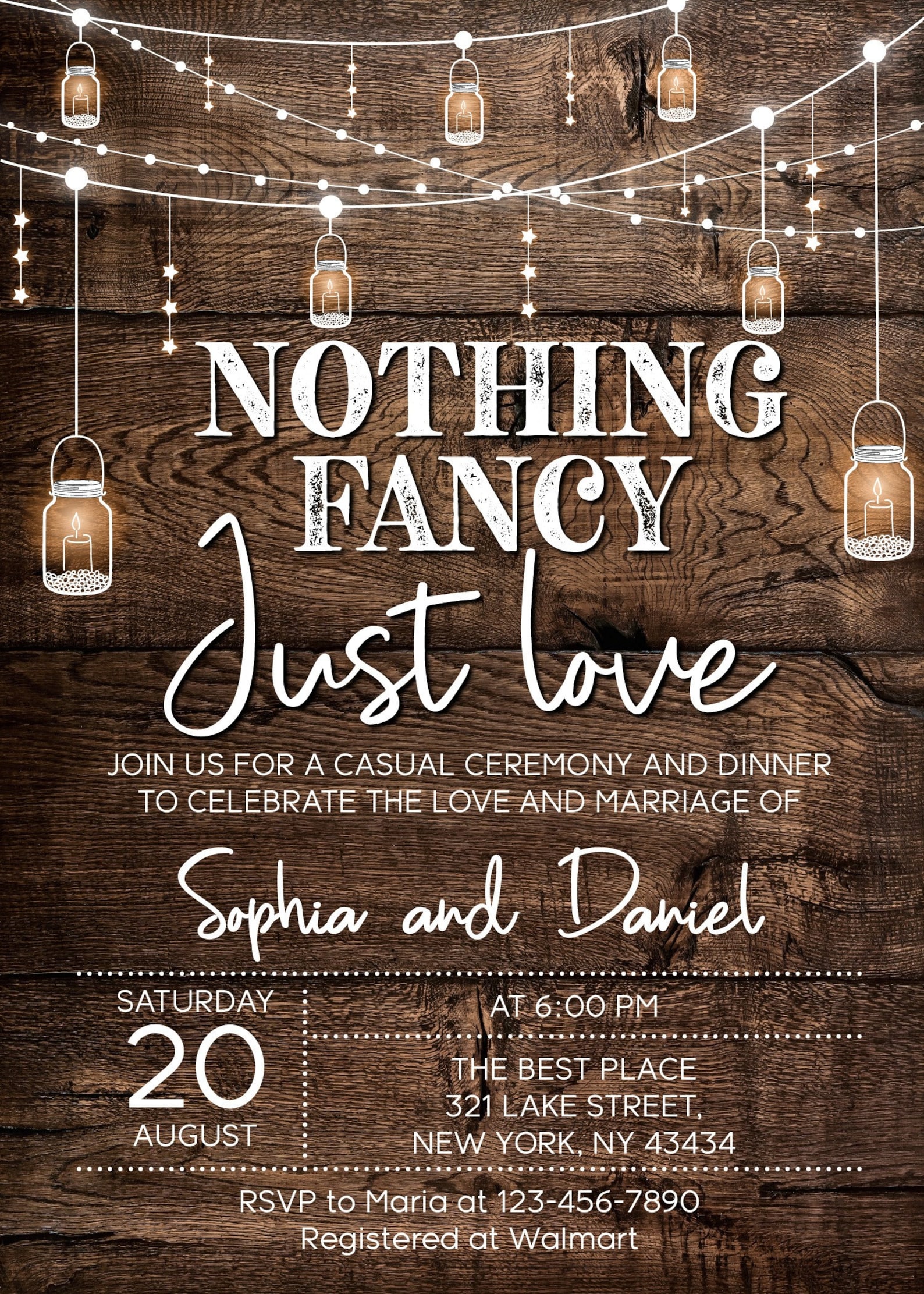 Editable Rustic Nothing Fancy Just Love Invitation Template - Etsy